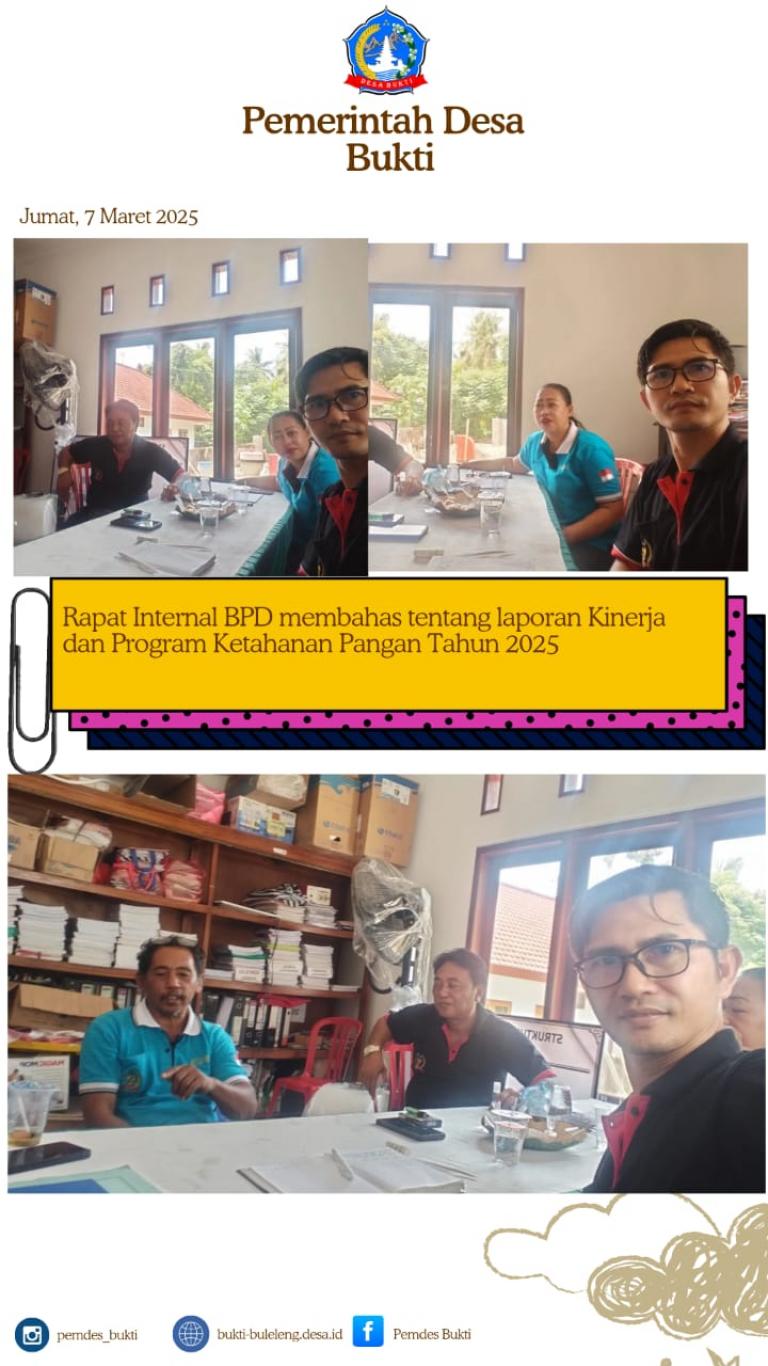 RAPAT INTERNAL BPD DESA BUKTI - Website Desa Bukti